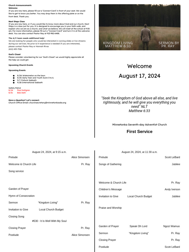 Bulletin Template - Aug. 17, 2024 | PDF | Theology | Religious Belief ...