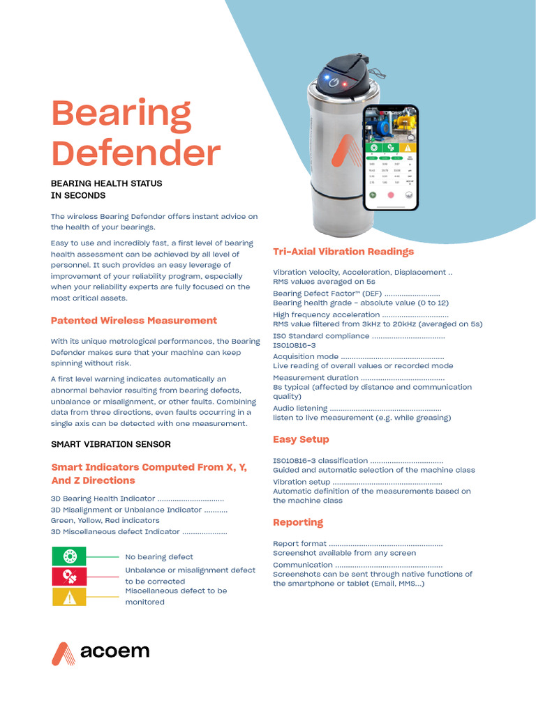 Bearing Defender Technical Data Sheet EN | PDF | Frequency | Reliability Engineering