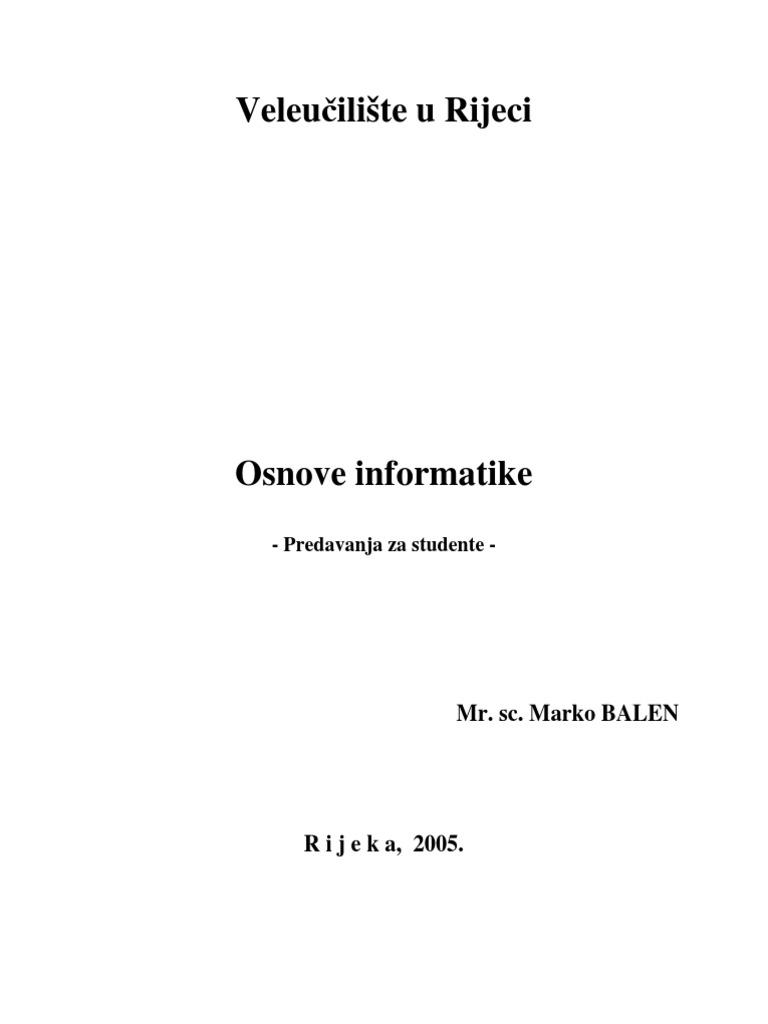 Osnove Informatike Skripta Pdf