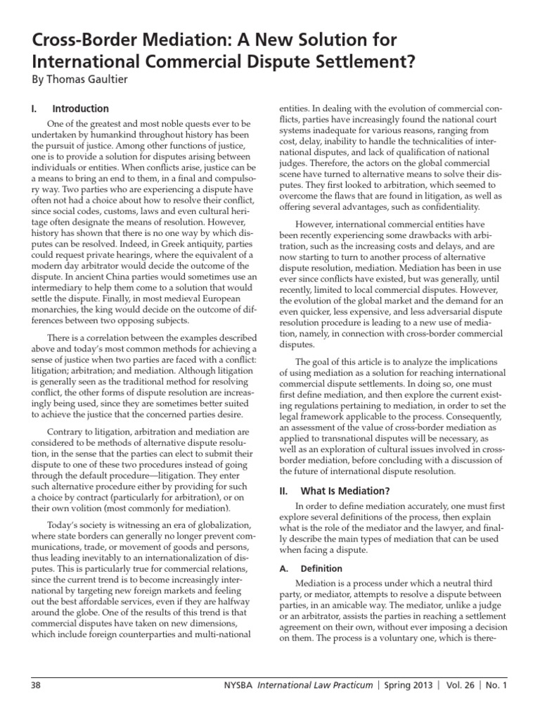 Cross-Border Mediation - A New Solution For International Commercial ...