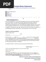 Sample Notary Statements and Oaths | PDF | Deposition (Law) | Notary Public
