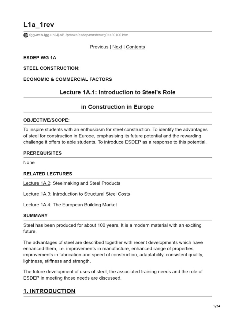 Fgg Web.fgg.Uni Lj.si L1a 1rev | PDF | Steel | Bending