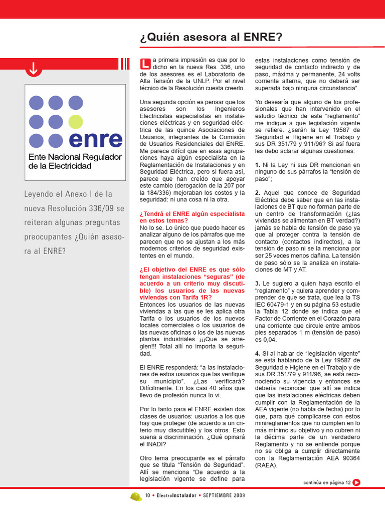 Críticas a la Resolución 336/09 de ENRE | PDF | Ingenieria Eléctrica ...