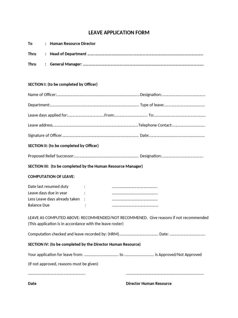 Revised LEAVE APPLICATION FORM - 2023 | PDF