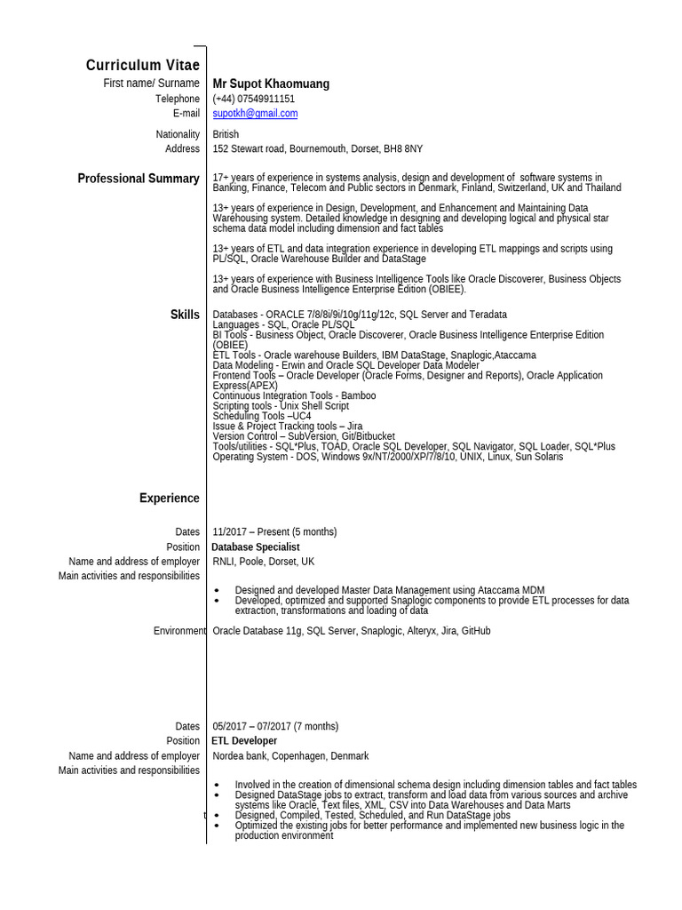 cv_supot | PDF | Databases | Sql