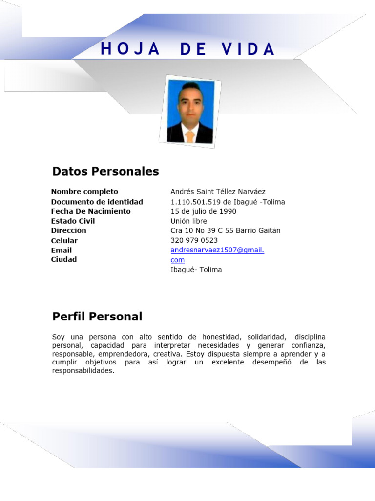 Andres Hoja de Vida 2024 | PDF