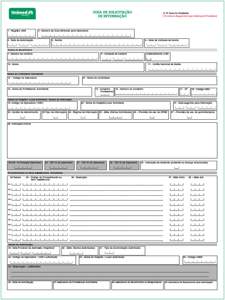 Guia de Solicitação de Internação | PDF