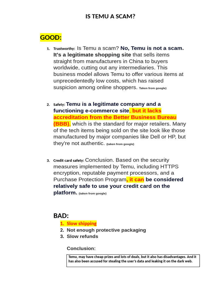 Is Temu a Scam | PDF