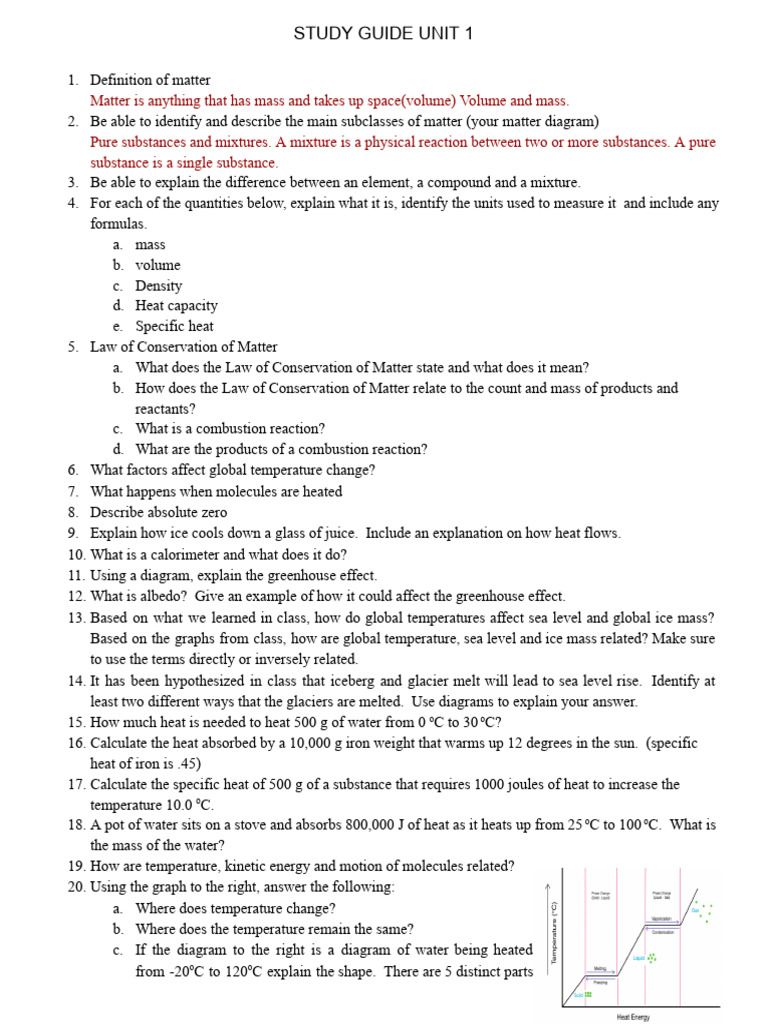 Copy of 26A Caratachea - 17a_Study Guide Unit 1 | PDF | Water | Heat Copy of 26A Caratachea - 17a_Study Guide Unit 1 | PDF | Water | Heat