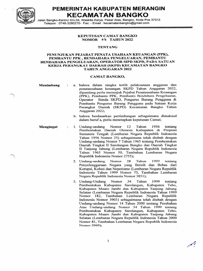 SK PPK No 03 Tahun 2022 | PDF