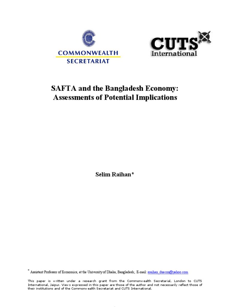 SAFTA and Bangladesh | PDF | Free Trade | South Asia