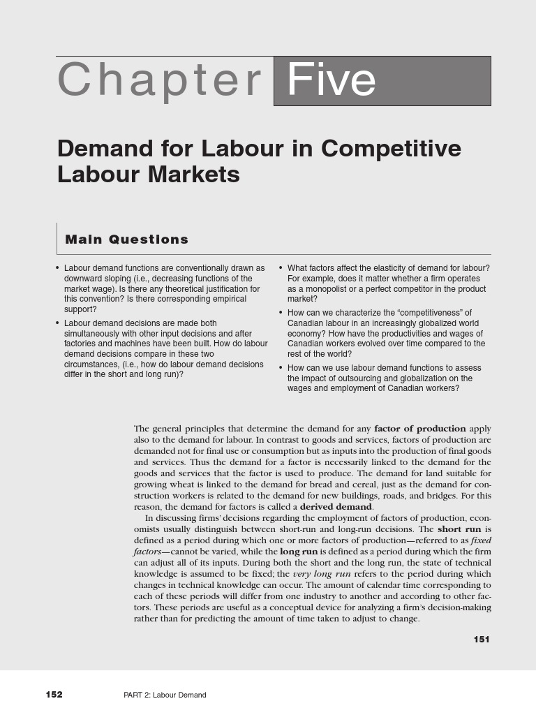 Demand For Labour in Competitive Labour Markets: Main Questions | PDF ...