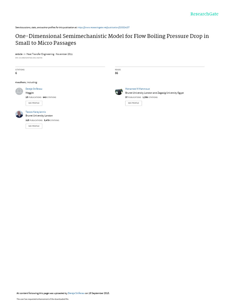 One-Dimensional Semimechanistic Model For Flow Boi | PDF | Heat ...