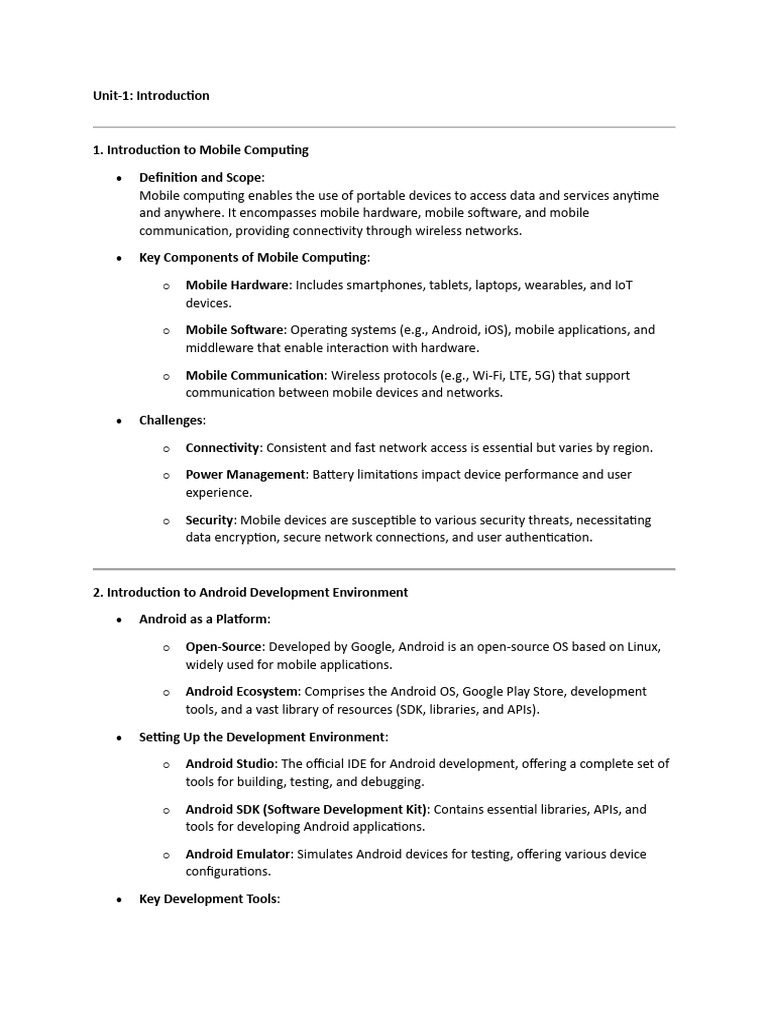 Unit1 Android Pdf Android Operating System Mobile App