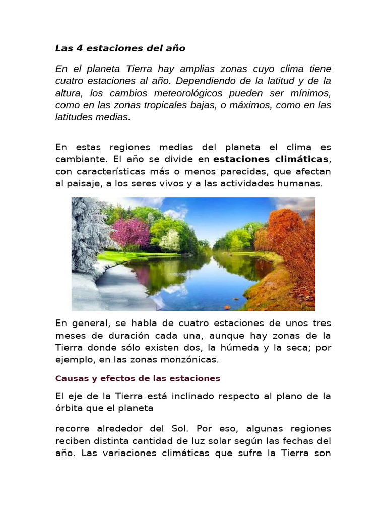 Las cuatro estaciones del año | PDF | Naturaleza | Atmósfera