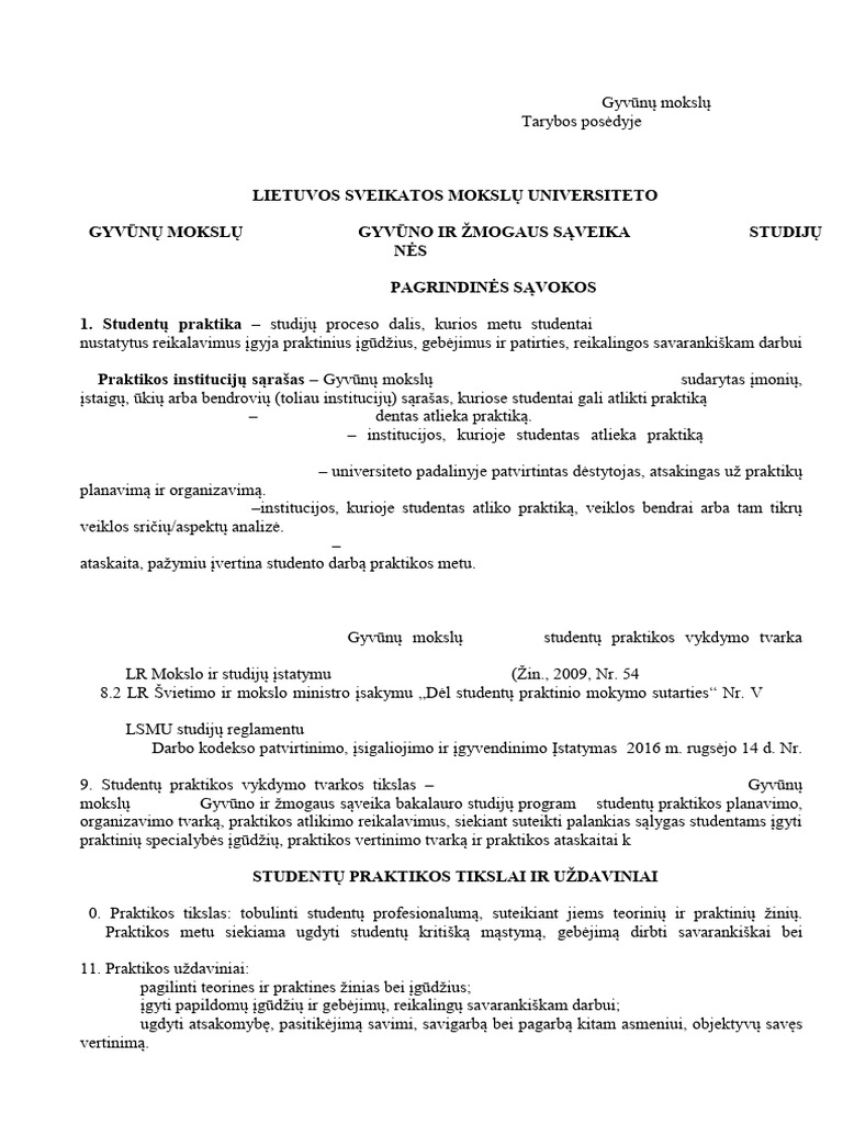 Gyvuno Ir Zmogaus Saveikos Bakalauro Studiju Programos Praktikos ...