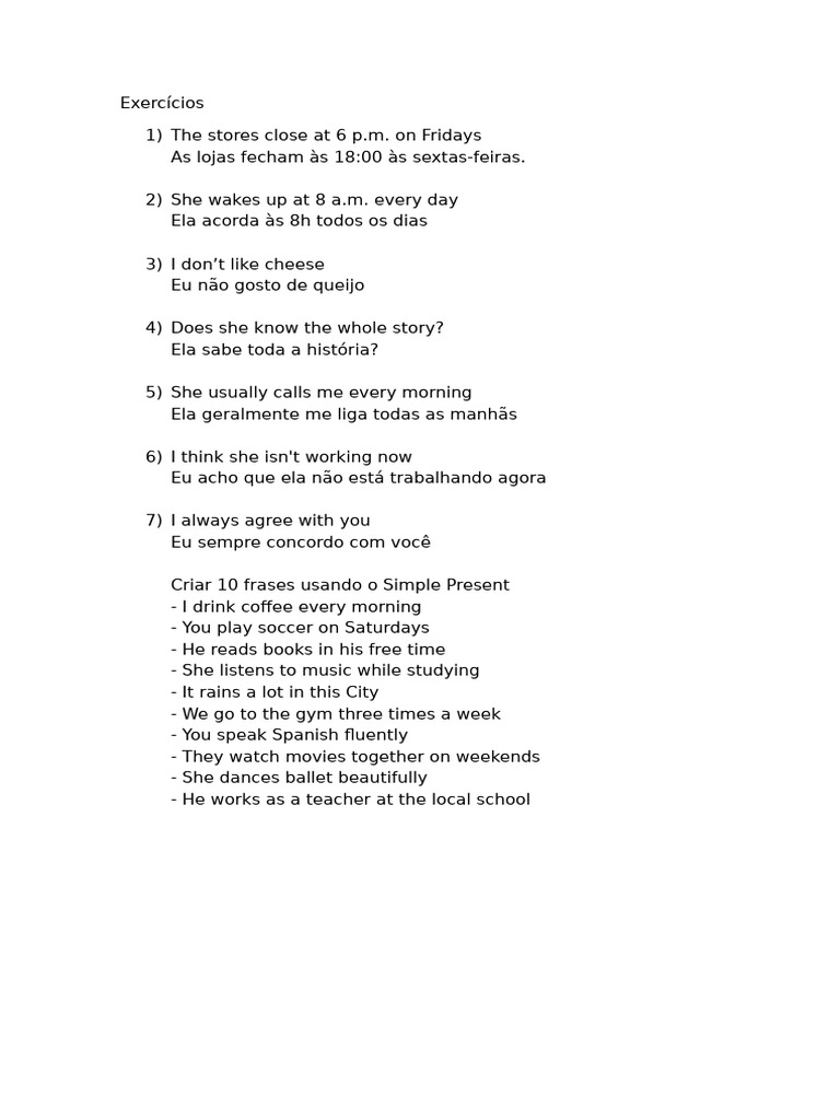 Simple Present - 2 Adm Noturno | PDF