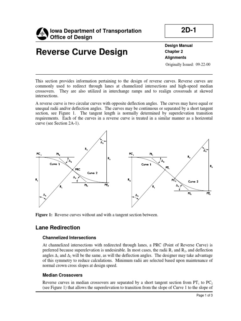 Reverse Curve Design: Iowa Department of Transportation Office of ...