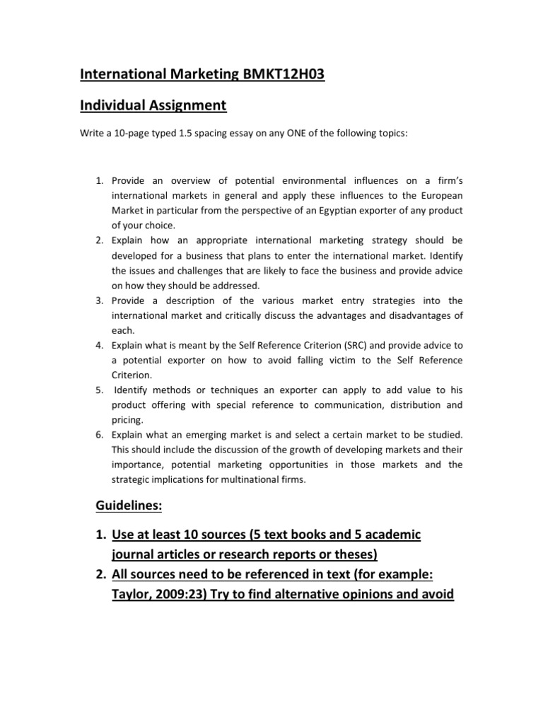 International Marketing BMKT12H03 Individual Assignment | PDF ...