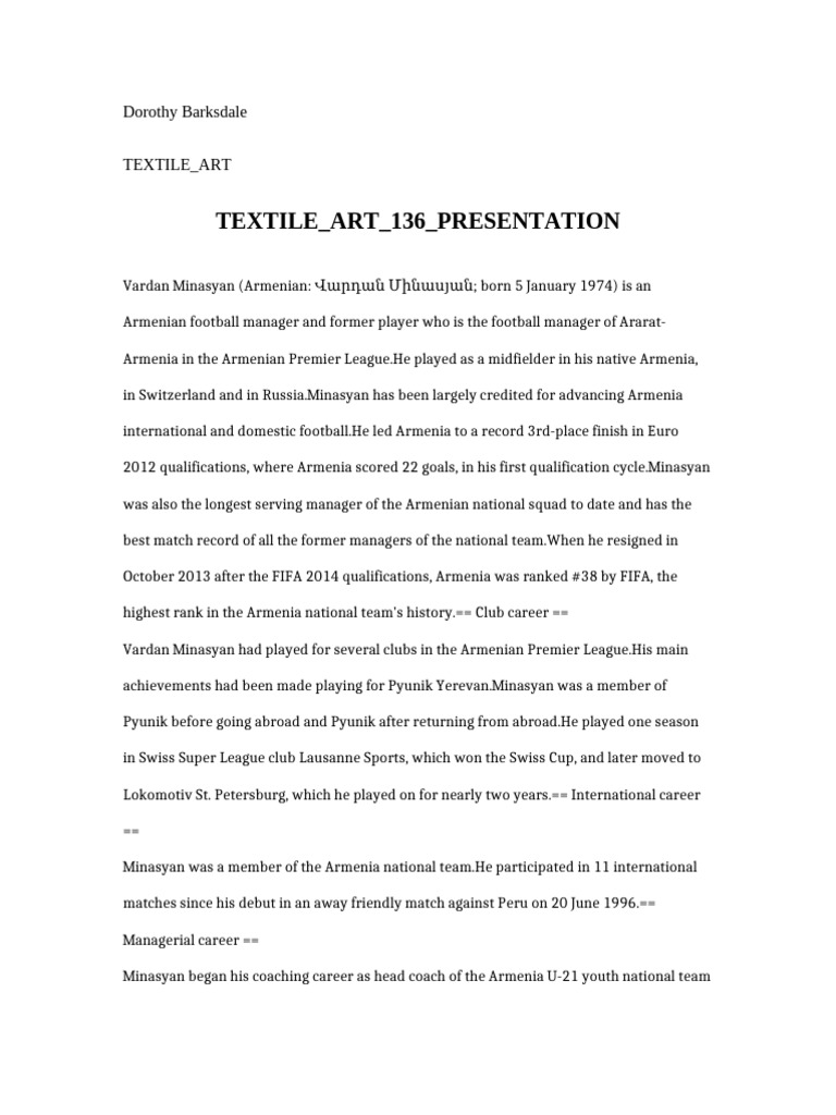 Textile Art 136 Presentation | PDF | Association Football | National Association Football Teams