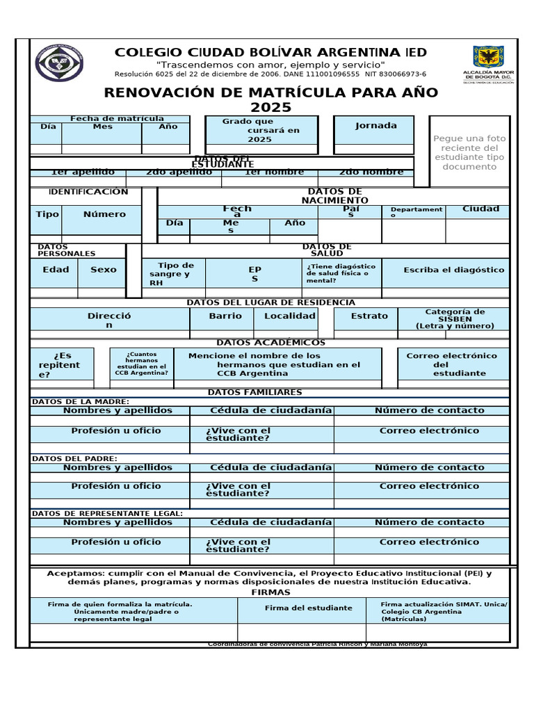 FORMULARIO MATRÍCULA FINAL (1) (1)THIAGO | PDF | Documento de identidad