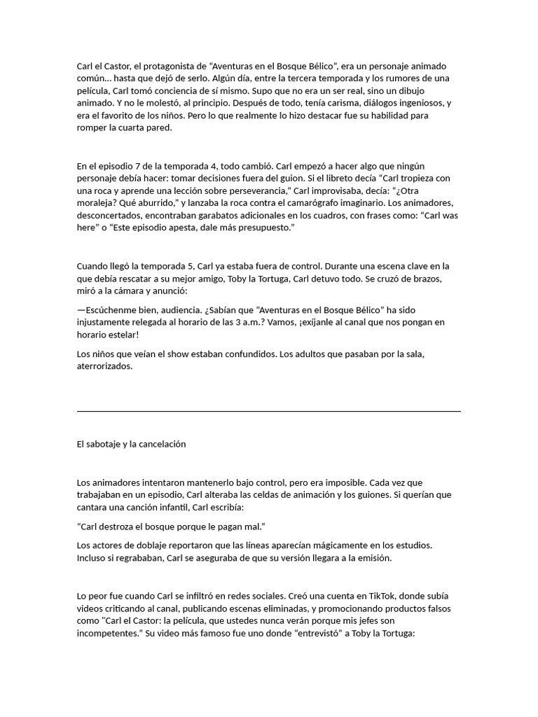 El Último Episodio de Carl El Castor | PDF