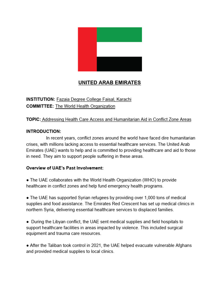 Position Paper | PDF | Humanitarian Aid | United Arab Emirates