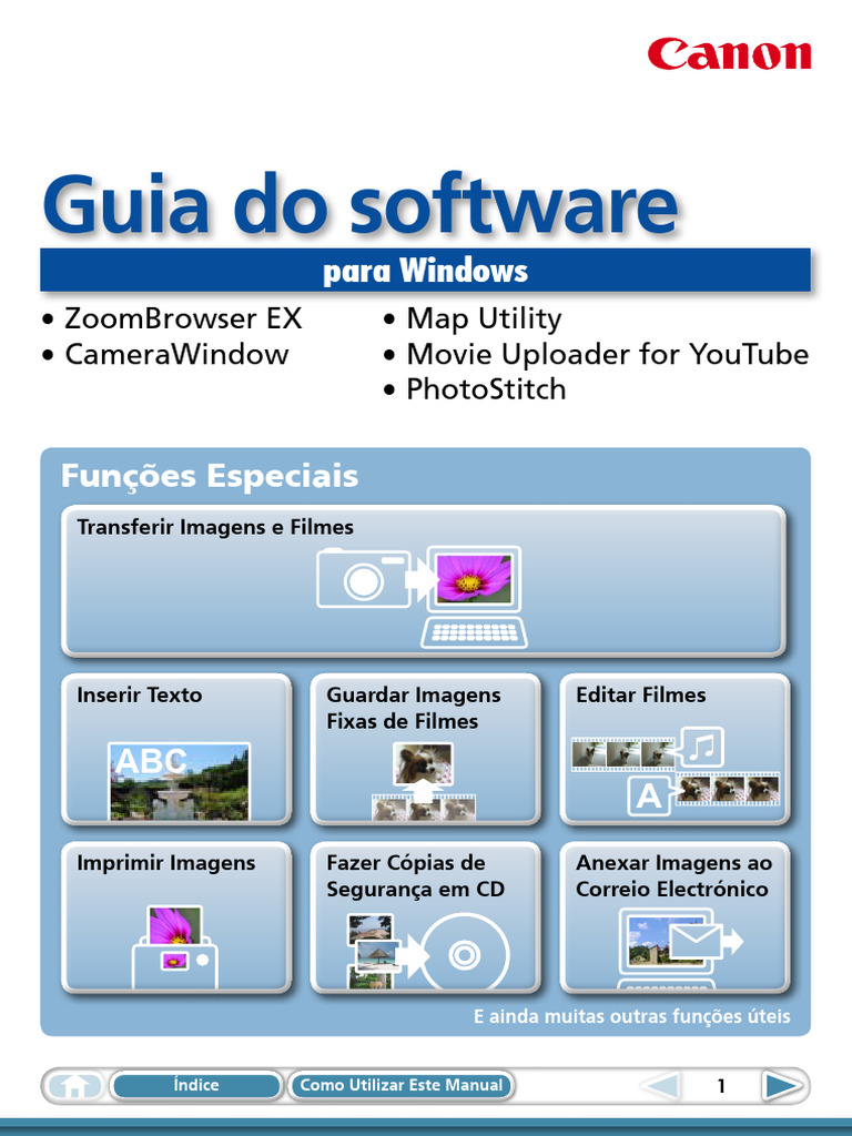 Guia Completo de Software Canon | PDF | Câmera | Janela (informática)