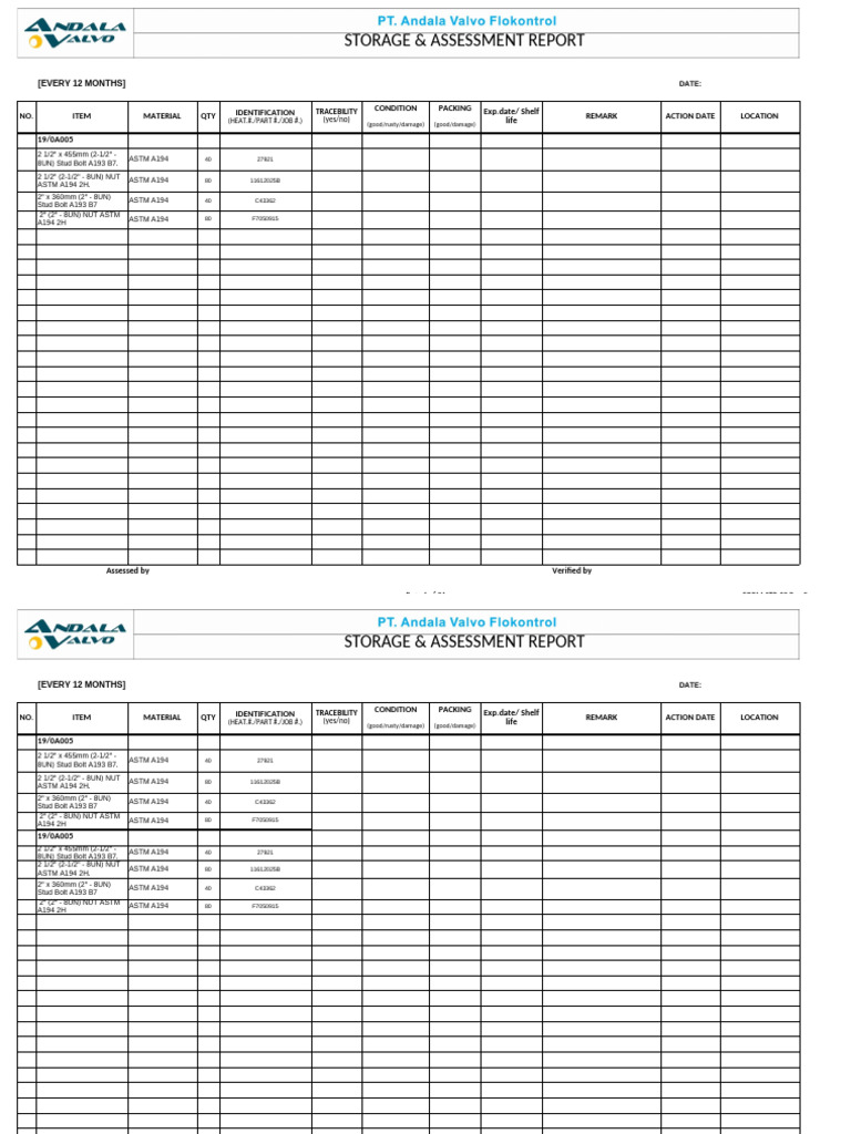Storage Assessment Report for PT Andala | PDF | Screw | Mechanical ...