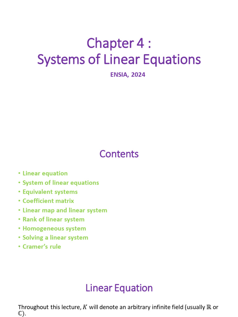 Systems of Linear Equations | PDF | System Of Linear Equations | Linear Map