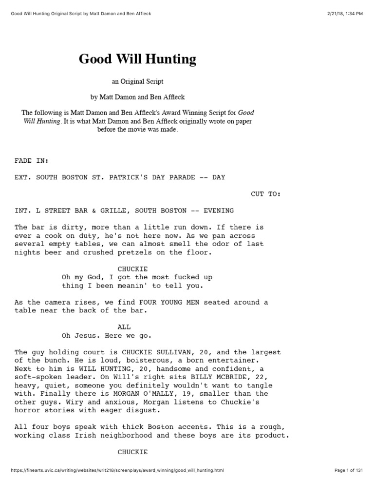 Good Will Hunting Script PDF | PDF