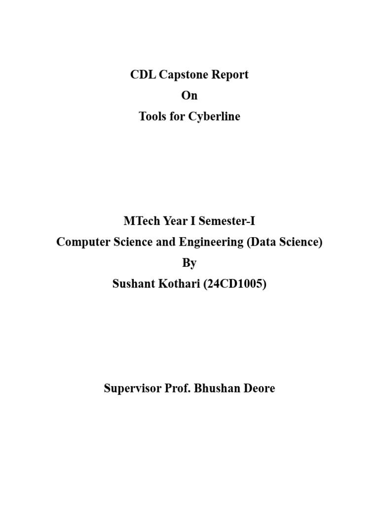 Sushant Kothari CDL Capstone Report | PDF | Security | Computer Security