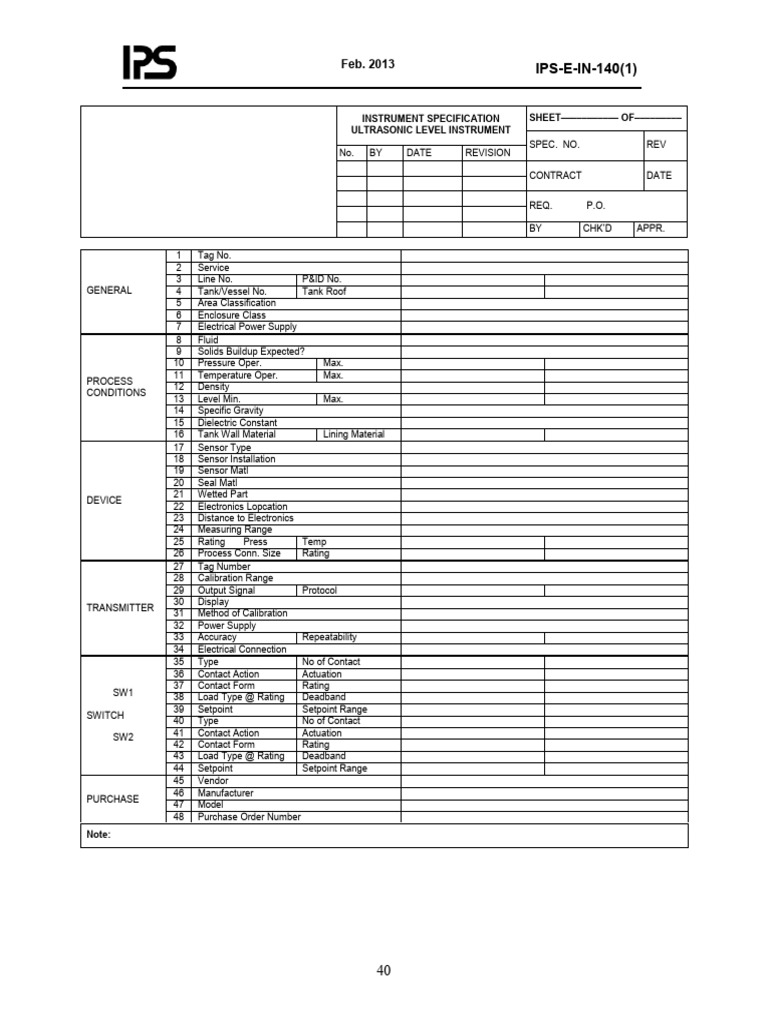 Ultrasonic Level Instrument | PDF | Switch | Instrumentation