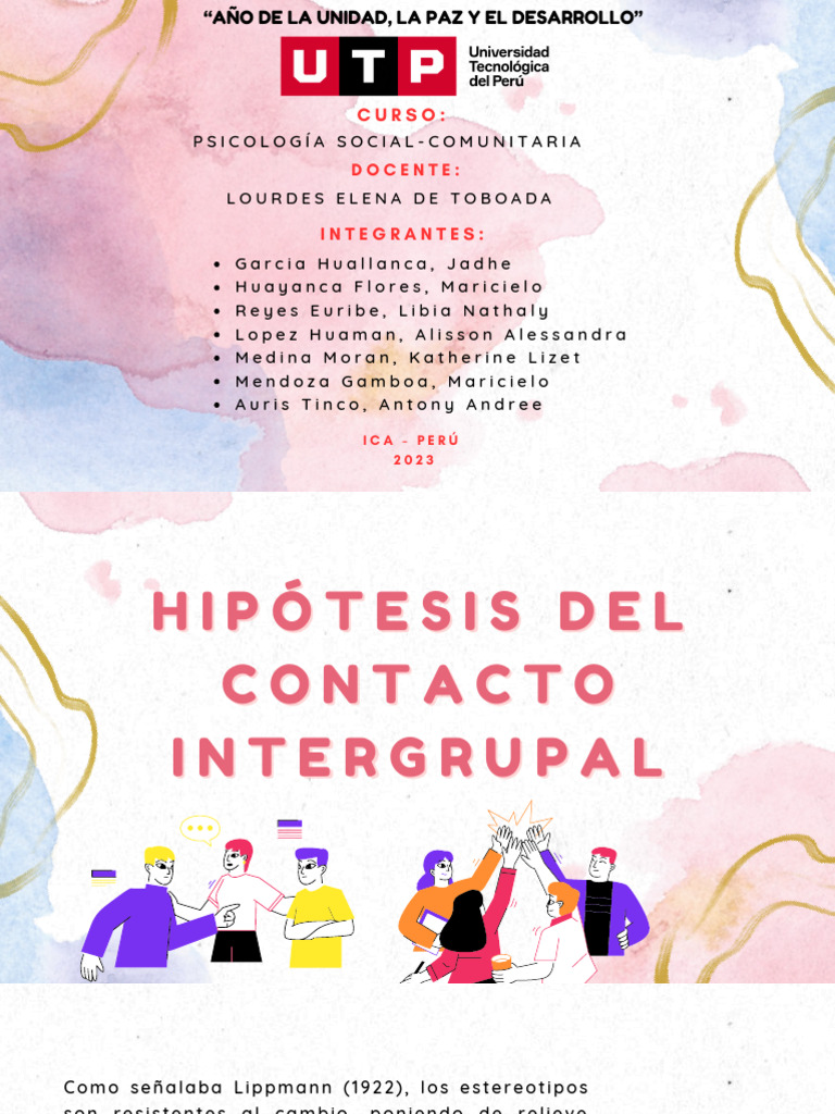 Hipotesis Del Contacto Intergrupal | PDF | Prejuicios | Estereotipos