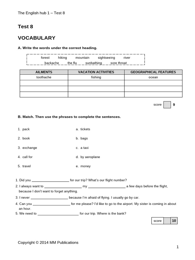 The English Hub_1_Test 8 | PDF | Linguistics