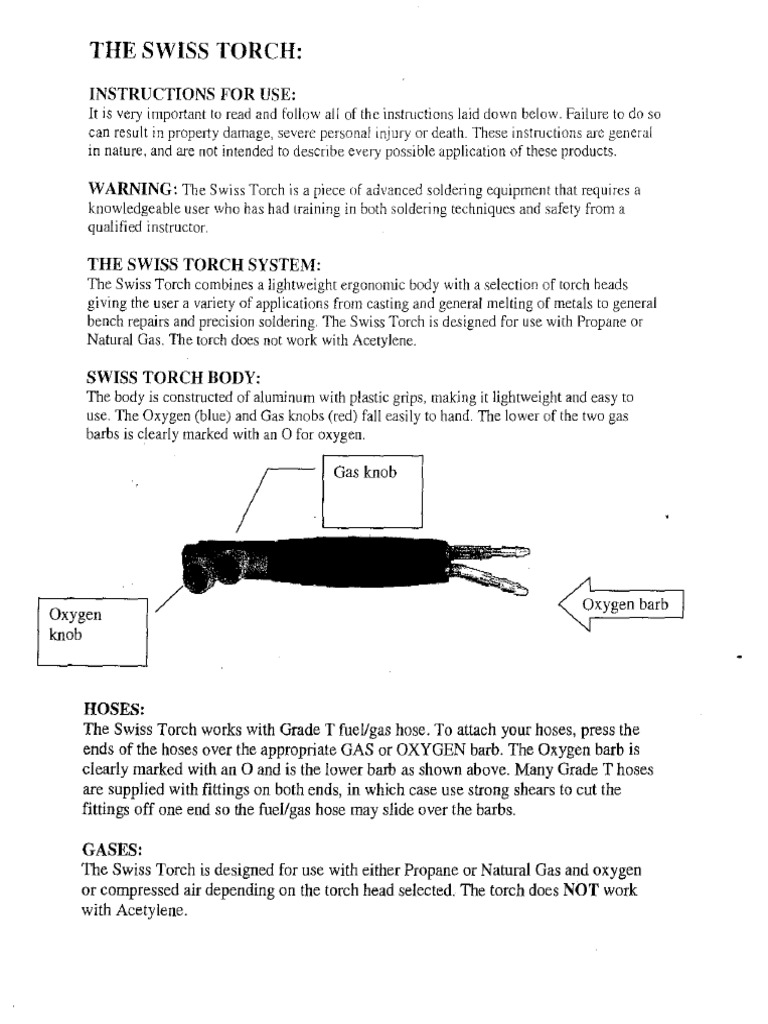 The Swiss Torch IS | PDF | Soldering | Propane