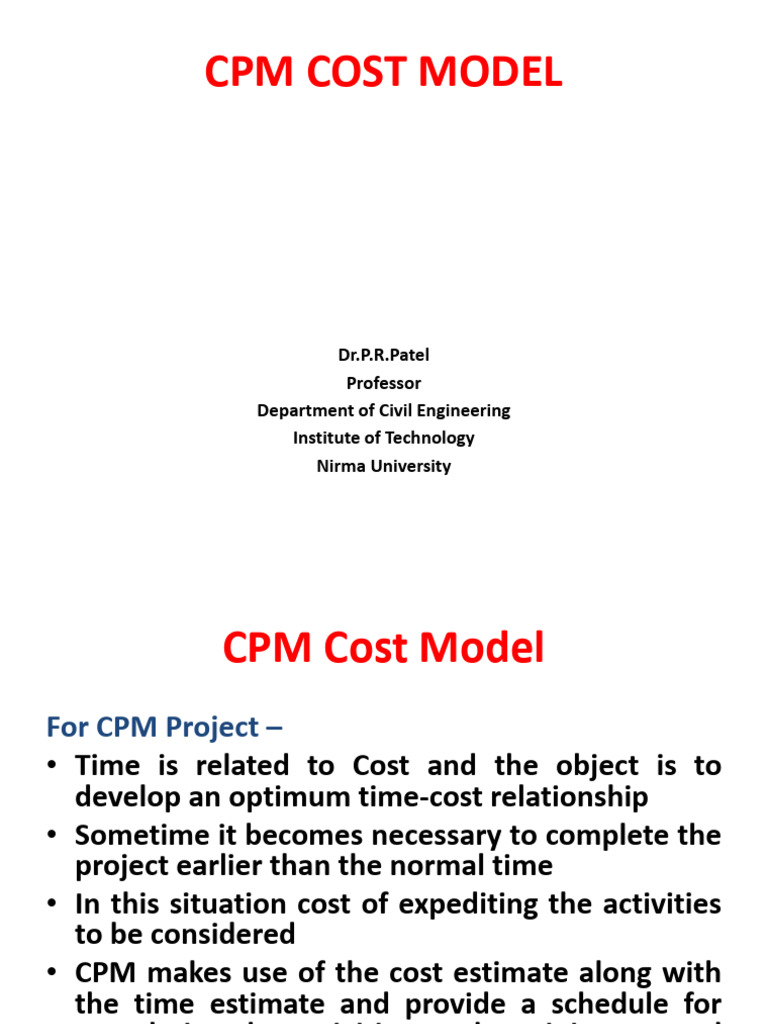 CPM Cost Model for Project Optimization | PDF