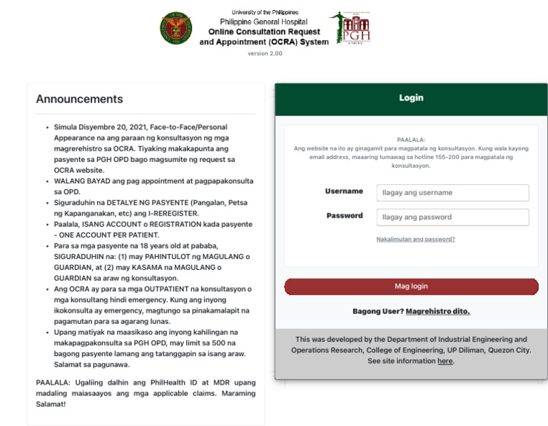 PGH Online Consultation Request and Appointment System | PDF