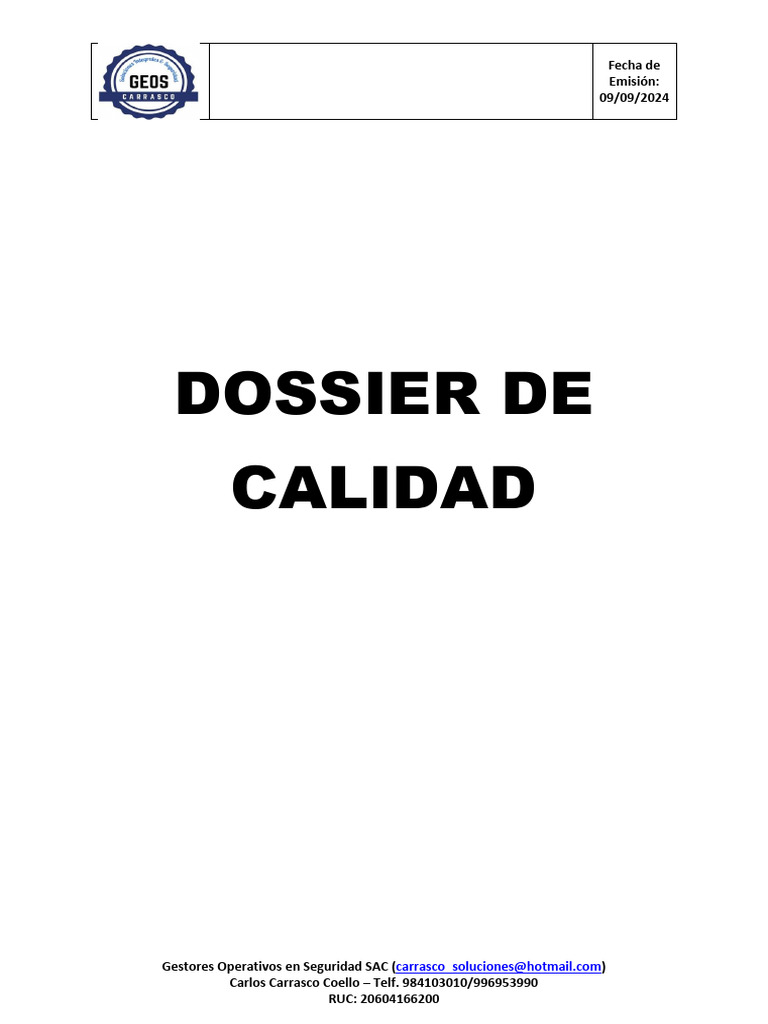 Dossier de Calidad | PDF