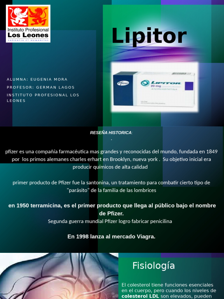 Lipitor Ppt Maria Mora | PDF | Pfizer | Farmacología