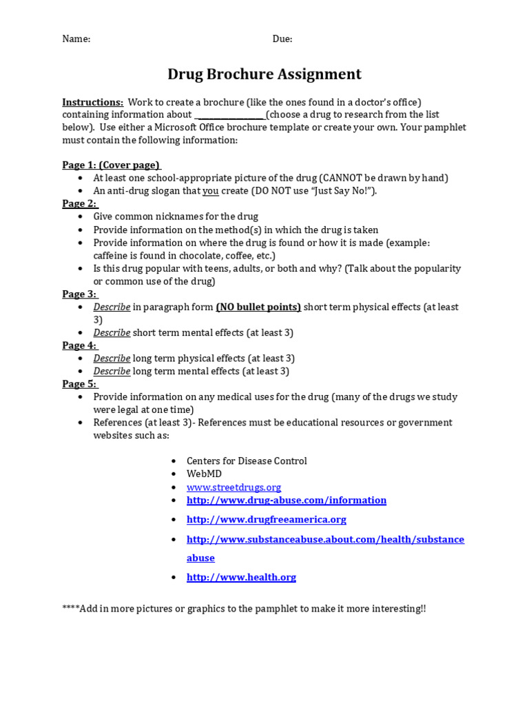 Drug_Brochure_Assignment_ | PDF | Psychoactive Drugs | Social Aspects ...