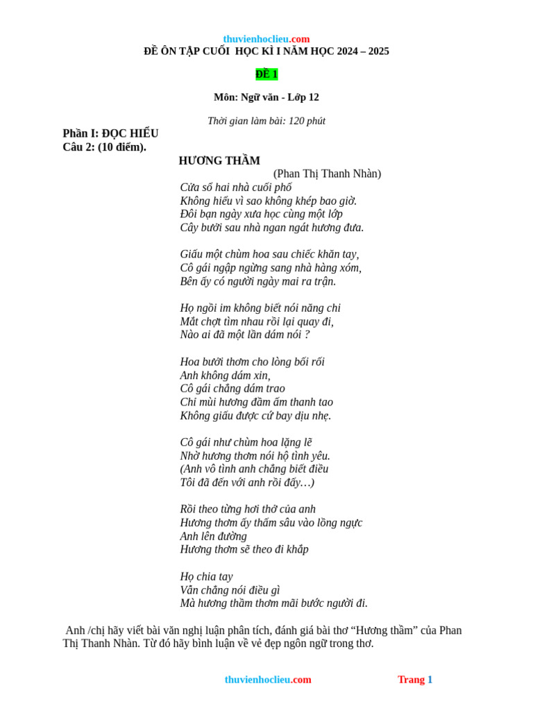 thuvienhoclieu.com-Bo-De-on-tap-HK1-Ngu-van-12-nam-24-25 | PDF