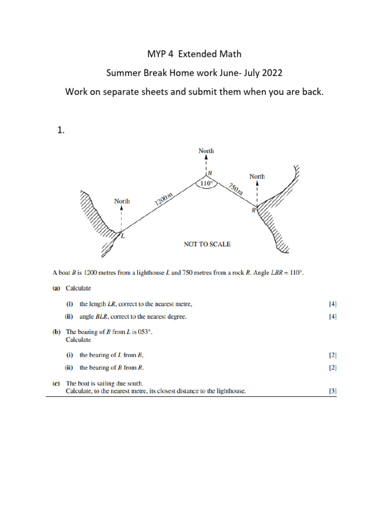 Gr 10 Extended Math- Summer HW | PDF