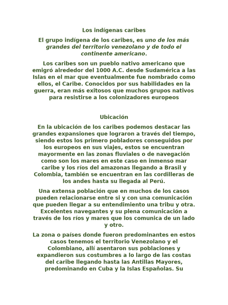 Los indígenas caribes en Venezuela | PDF | Venezuela | caribe