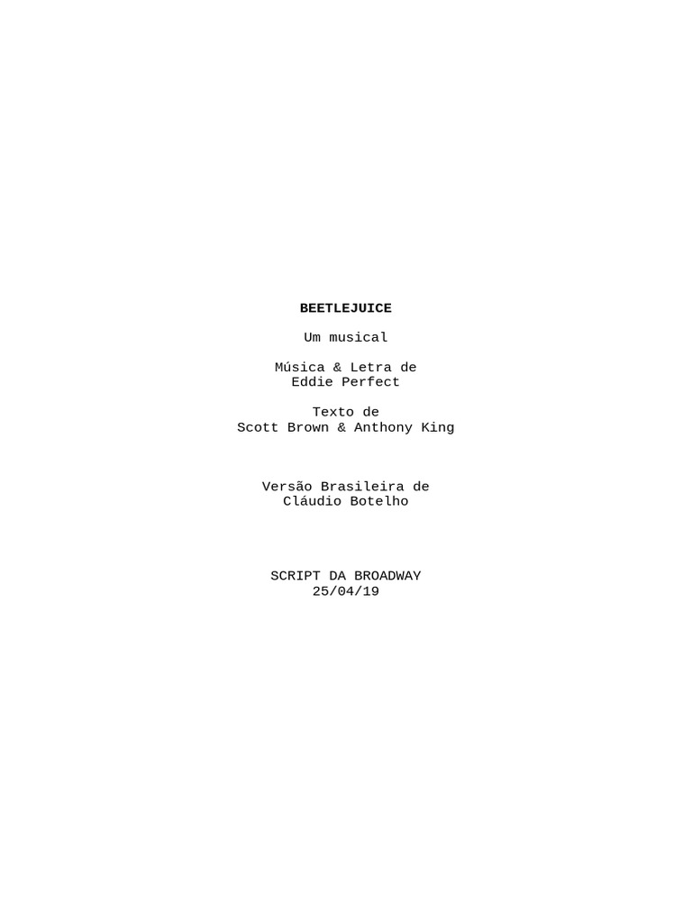 Script do Musical Beetlejuice | PDF
