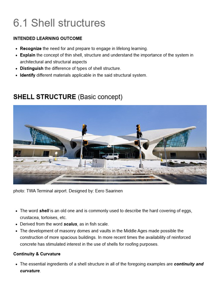 6.1 Shell structures | PDF | Bending