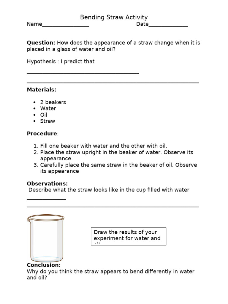 Bending Straw Activity | PDF
