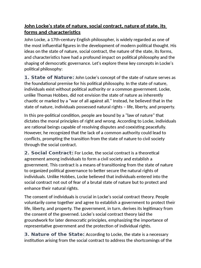 John Locke state | PDF | Government | State (Polity)