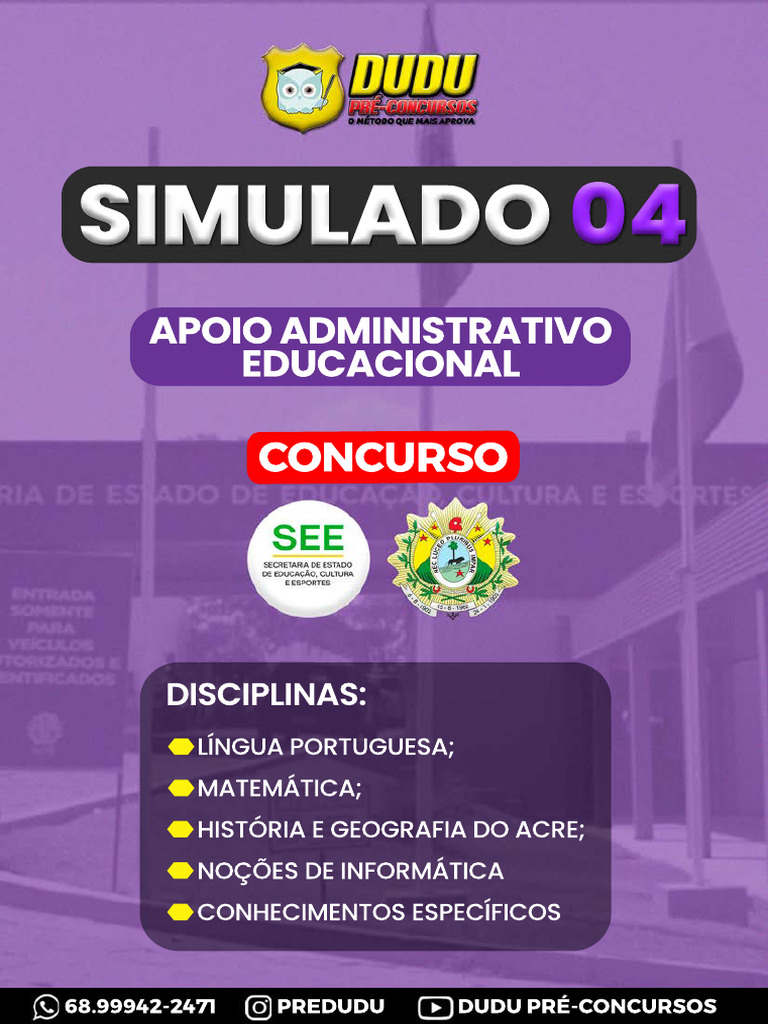 Simulado 04 Apoio Administrativo | PDF | Botão Ctrl | Teclado de computador