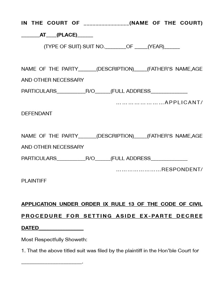 Ex Parte Evidence Application Format | PDF